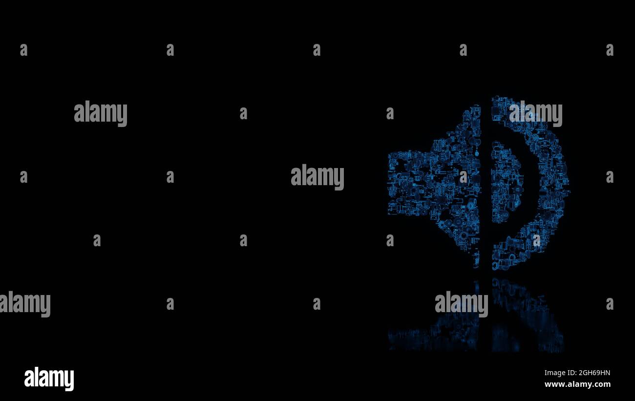 3d rendering various blue wire glowing mechanical parts in shape of ...