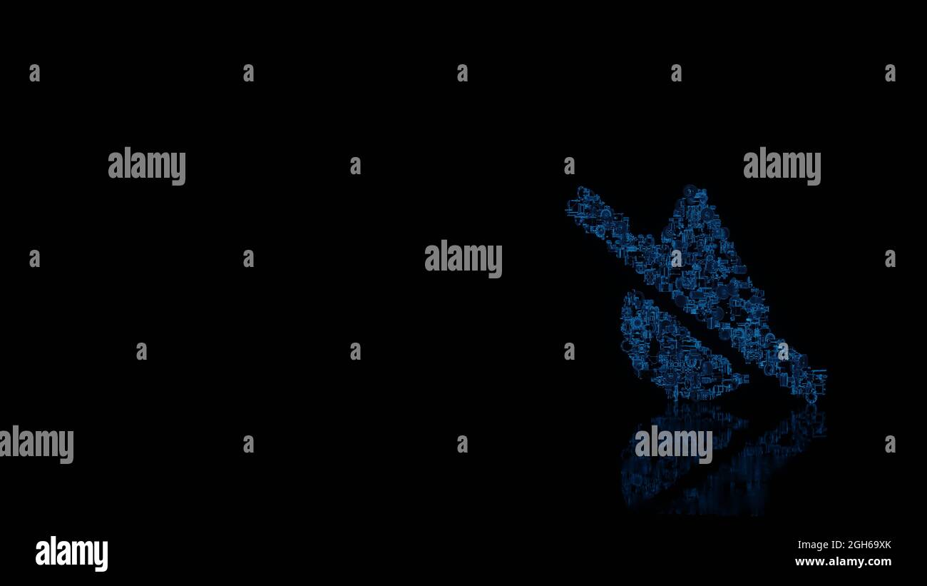 3d rendering various blue wire glowing mechanical parts in shape of ...