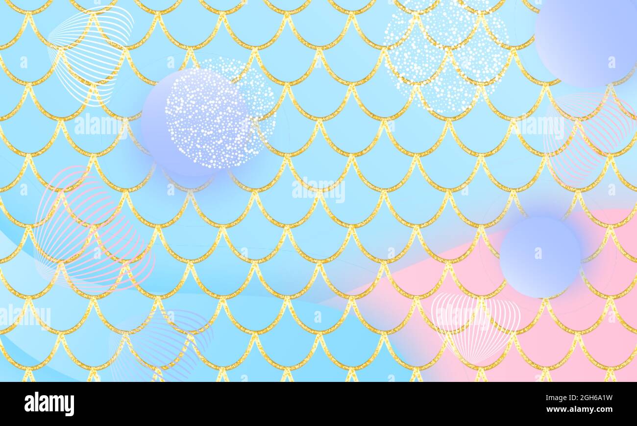 Princess background. Magic stars. Gold scales. Blue pattern. Fantasy ...