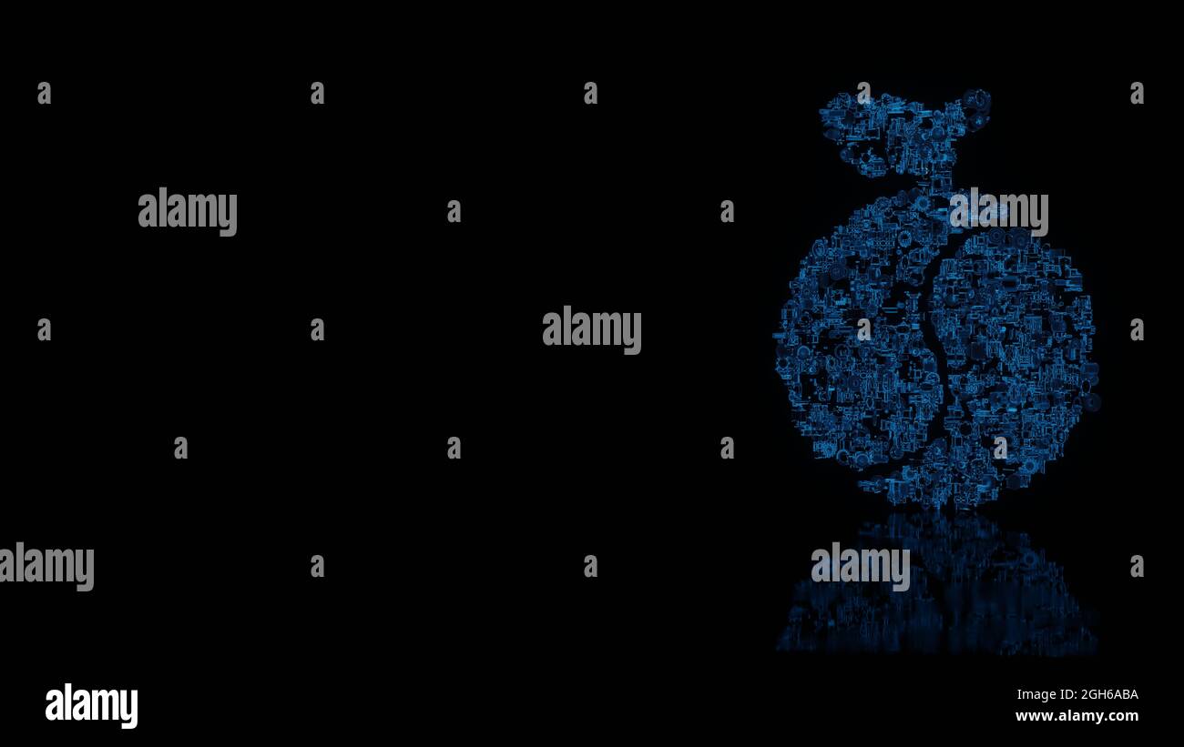 3d rendering various blue wire glowing mechanical parts in shape of ...