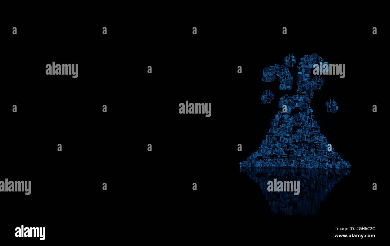 3d rendering various blue wire glowing mechanical parts in shape of ...