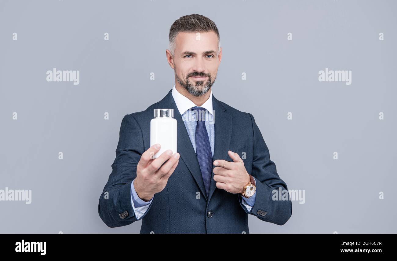 healthcare business rules. man take meds. medical investment. boss ...