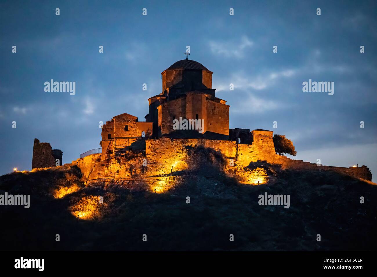 Jvari clifftop orthodox monastery featuring bas-relief carvings on the ...