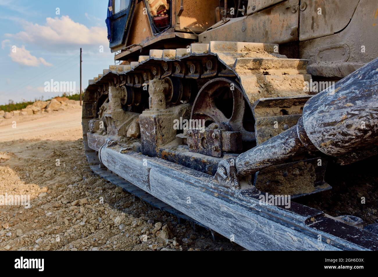 Working large machine excavator ground leveling construction Stock ...