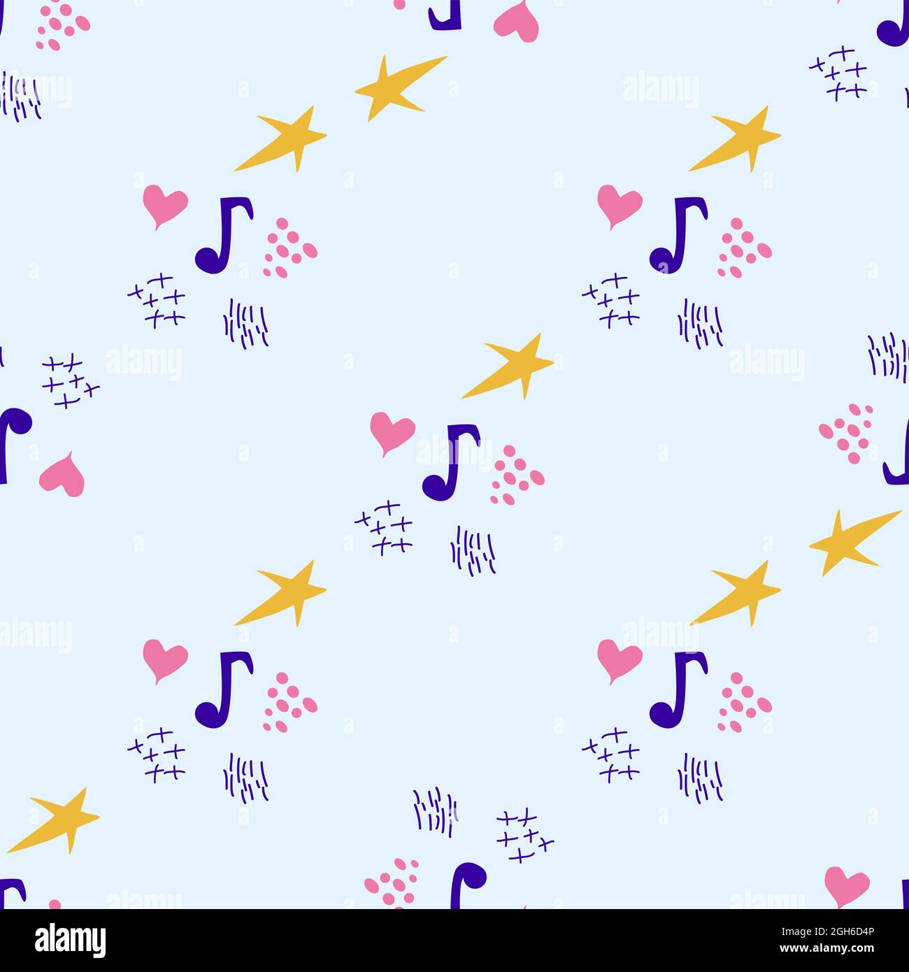 Cartoon cute doodles hand drawn Musical seamless pattern. Colorful ...