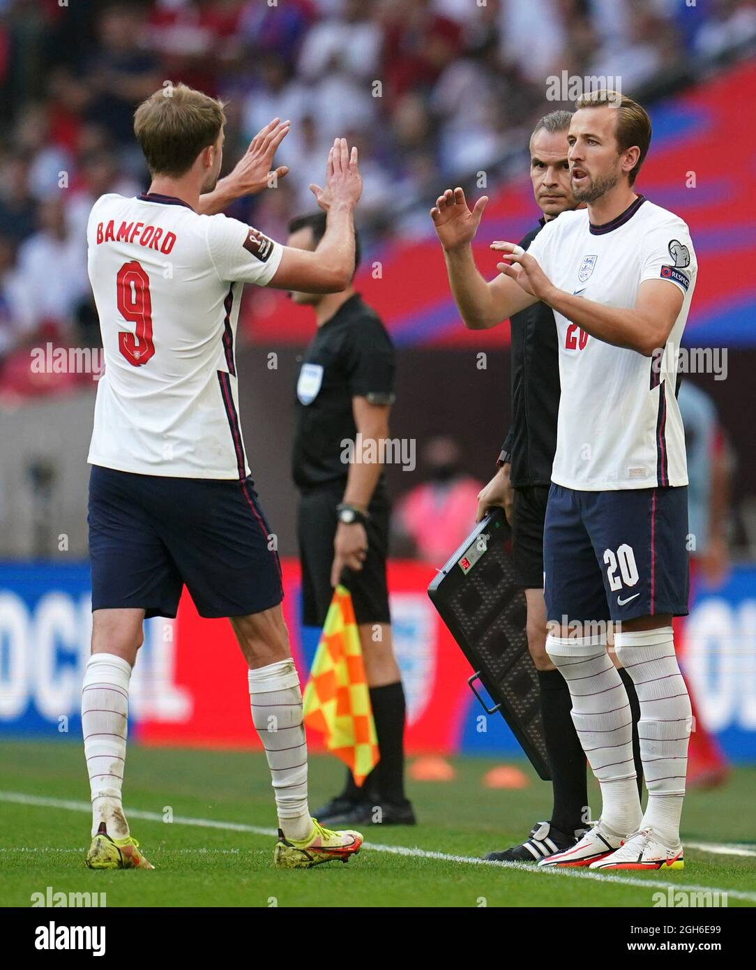 England's Patrick Bamford is replaced by substitute Harry Kane during ...