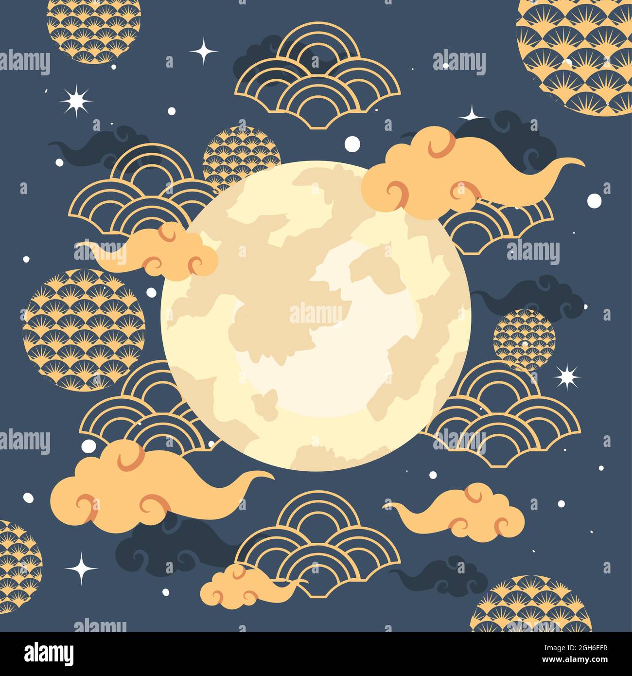fullmoon and golden clouds mid autumn Stock Vector Image & Art - Alamy