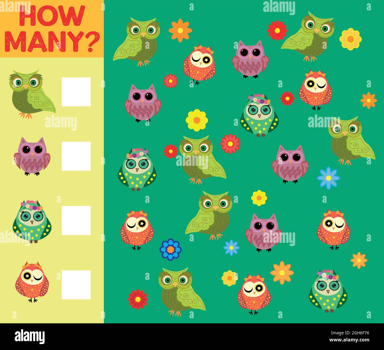 Cartoon Illustration of Educational Counting Activity Game for Children ...