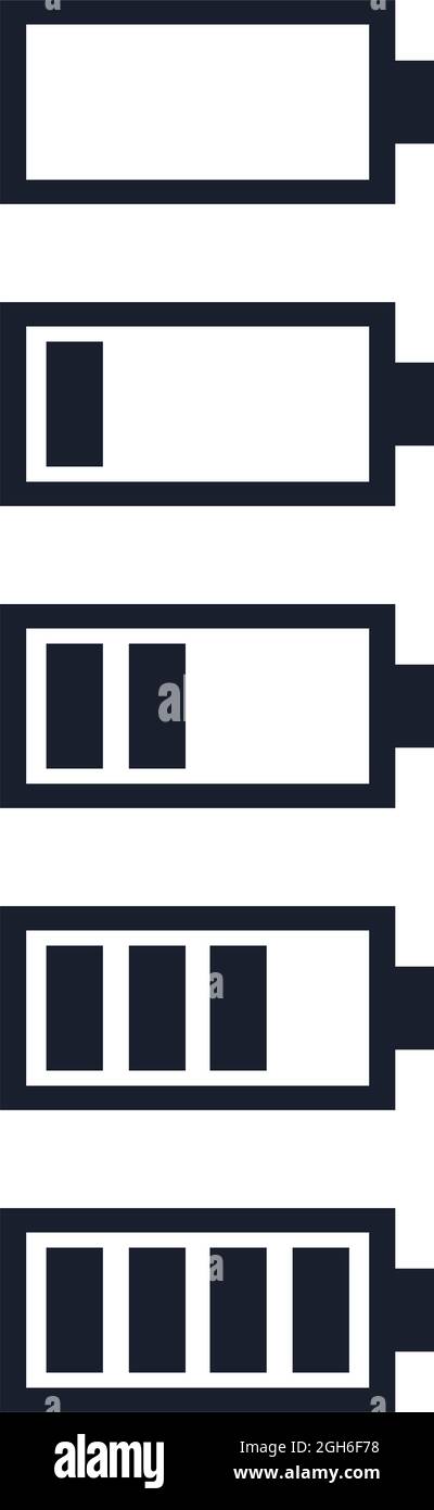 Battery black set. Charge indicator, power Bank, recharging, full and ...