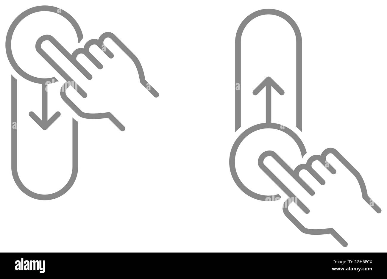 Set of up, down phone swipe gestures. Lock and unlock progress bar line ...