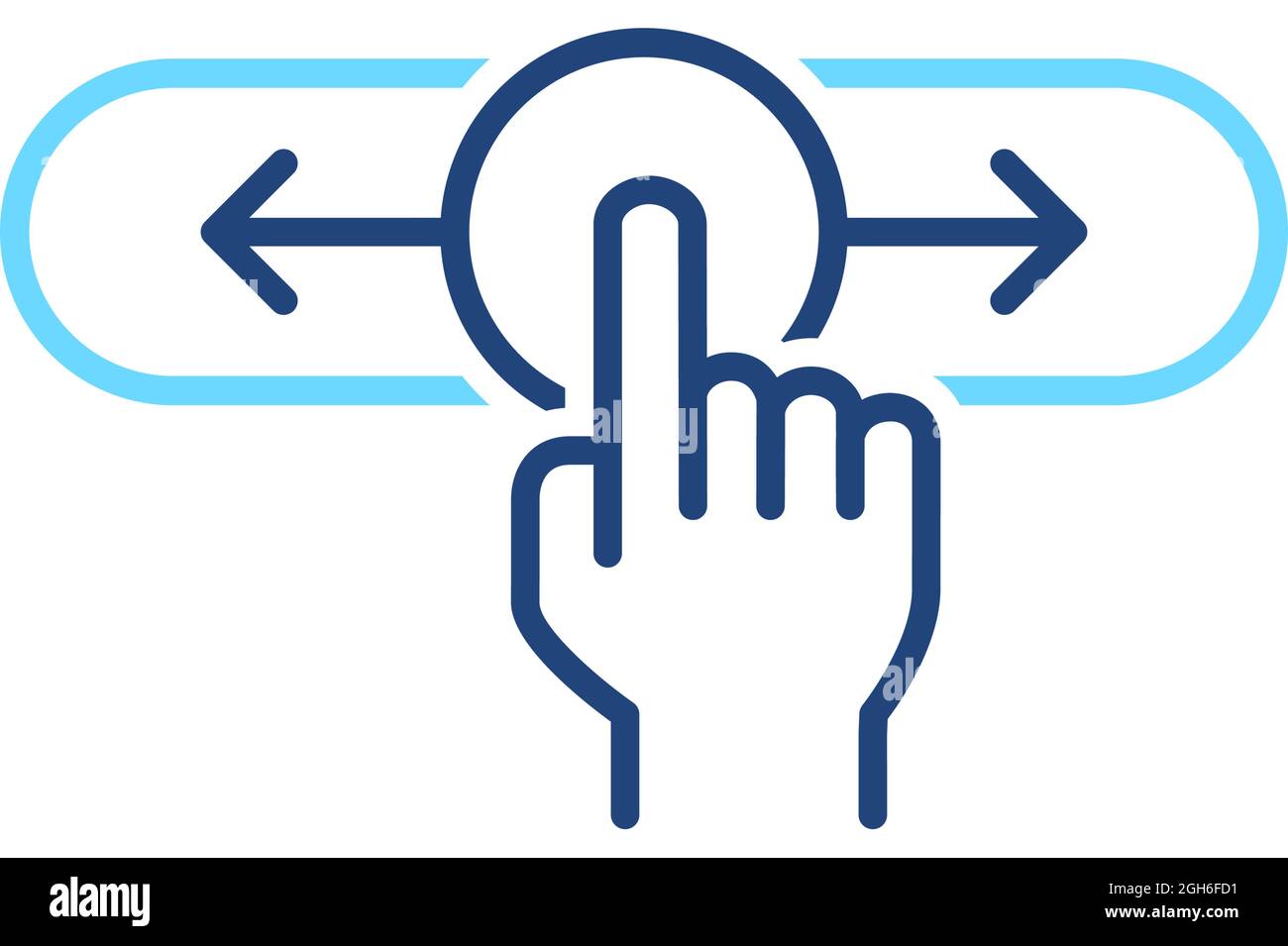 Swipe gesture in right and left sides. On, off toggle slider blue line ...