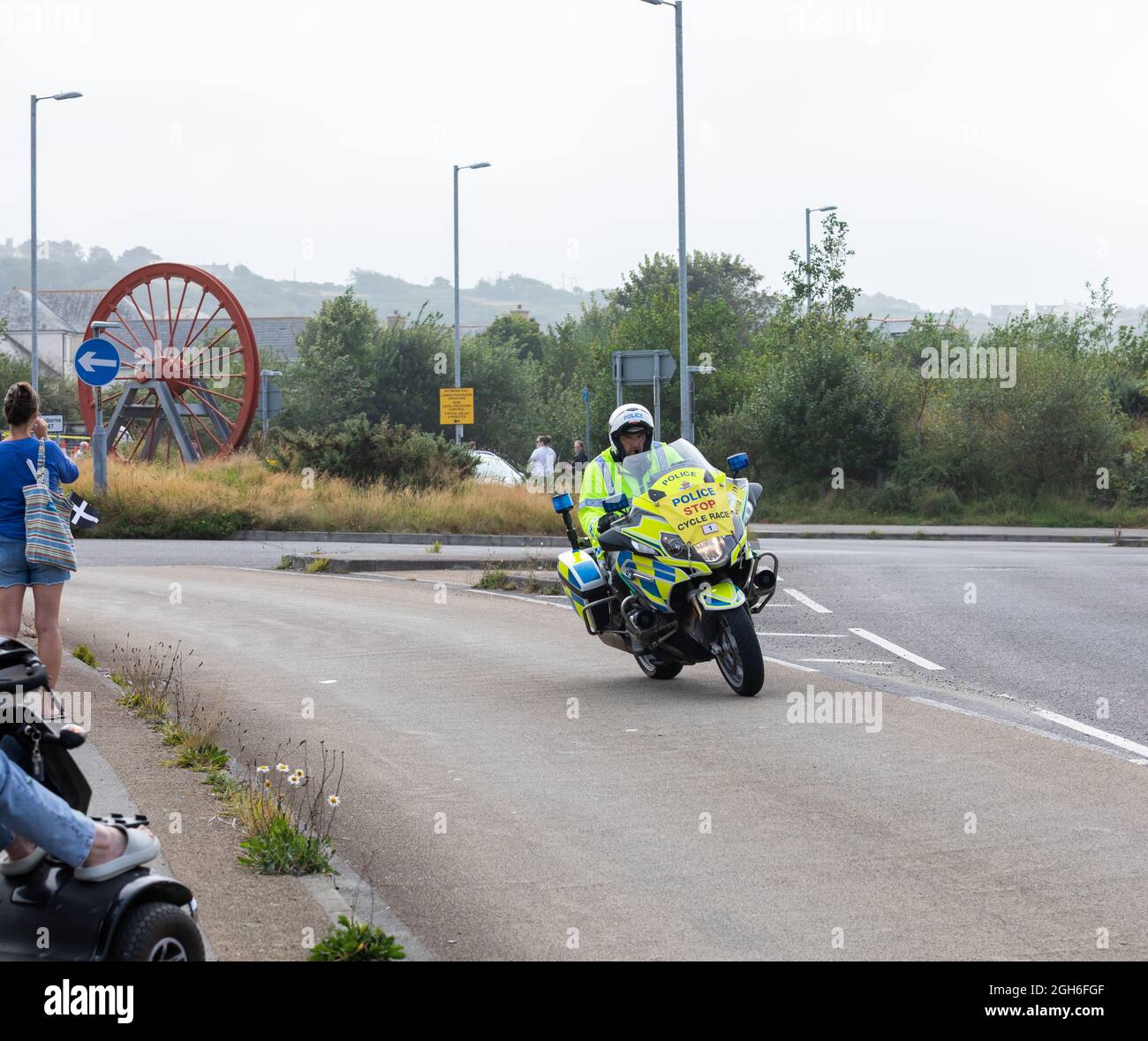 Police Motorbikes acting as a rolling roadblock during The Tour Of ...