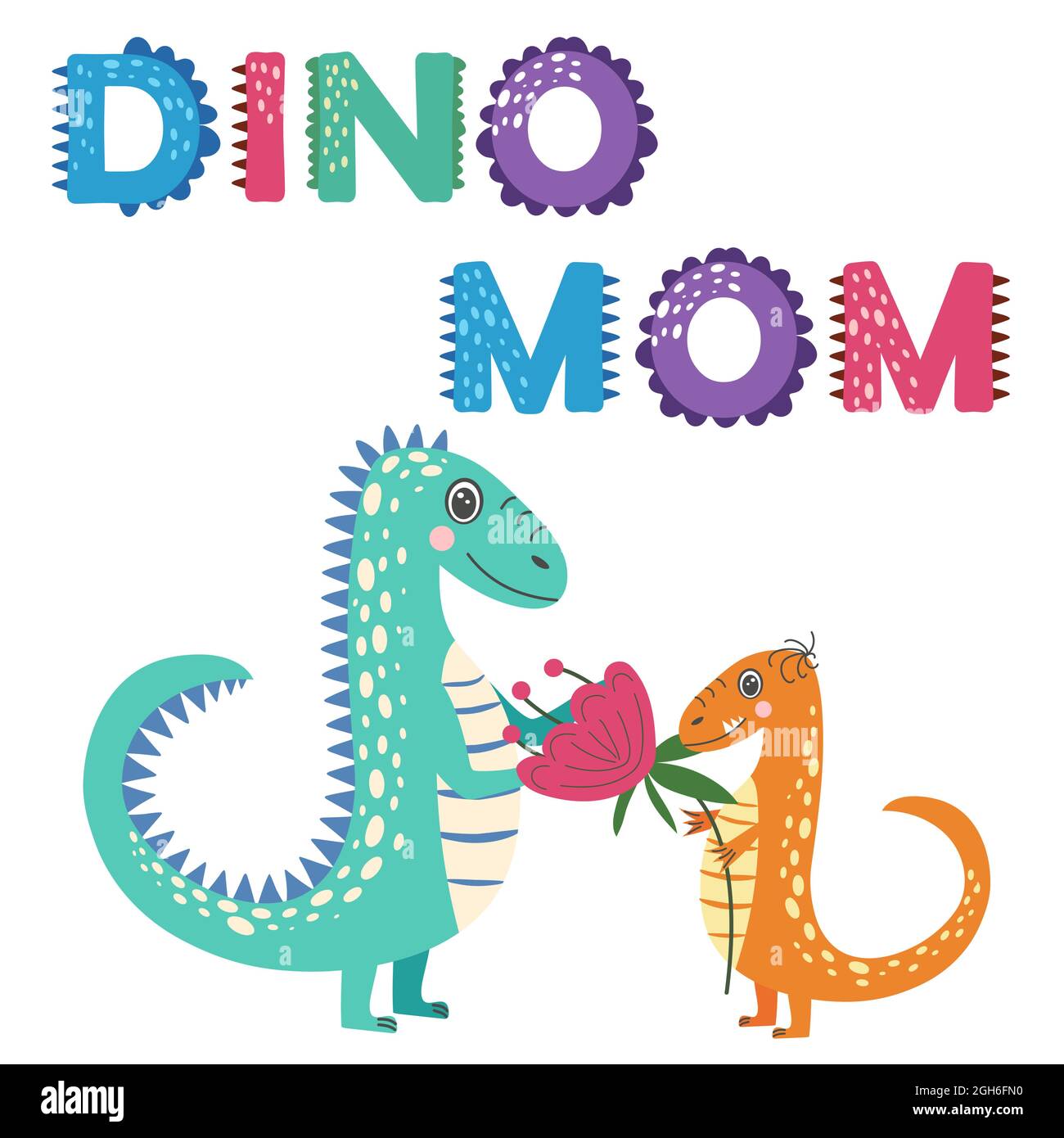Cartoon happy mother baby dinosaur hi-res stock photography and images ...