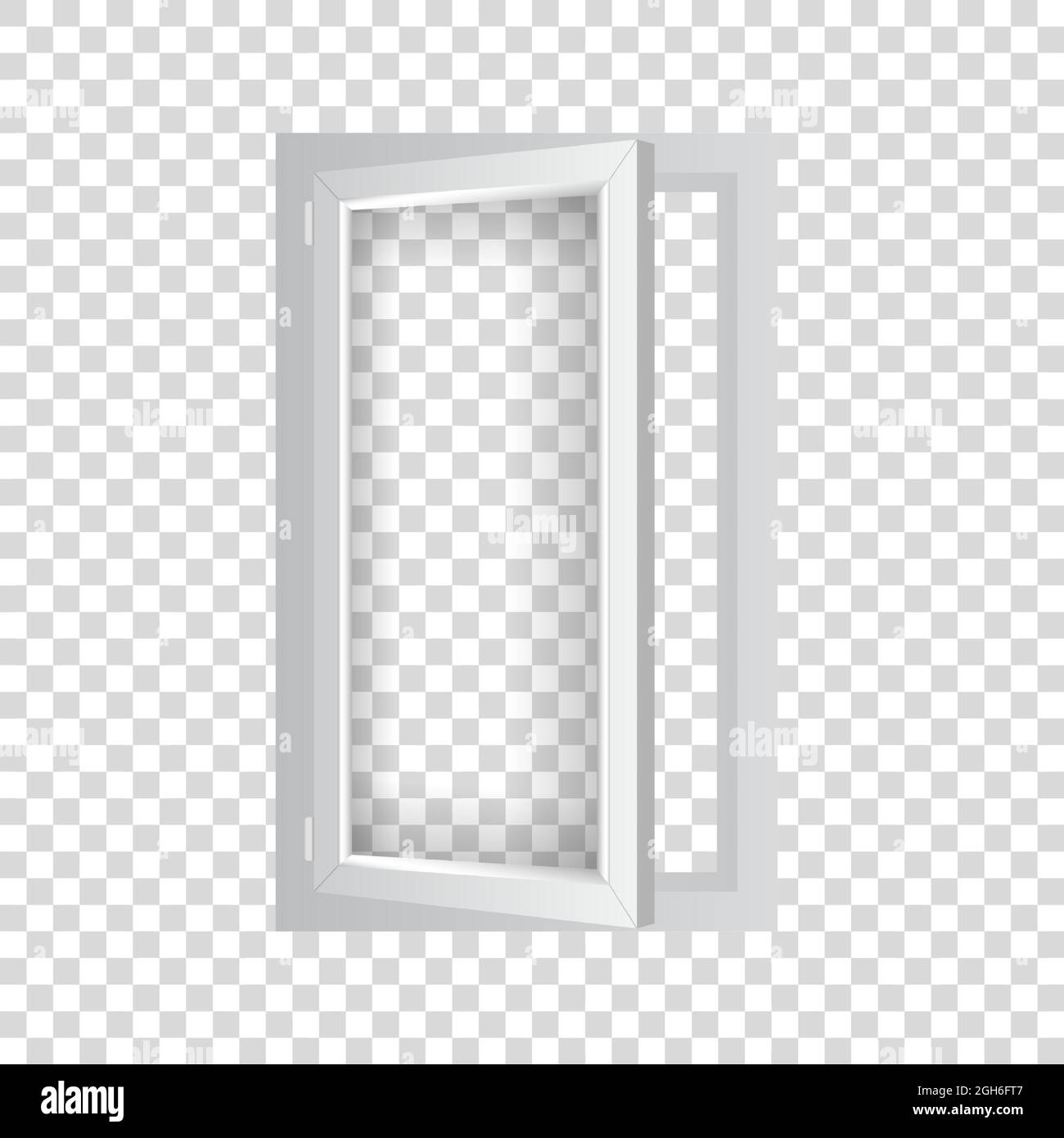PVC single window with half open casement. Realistic plastic window ...
