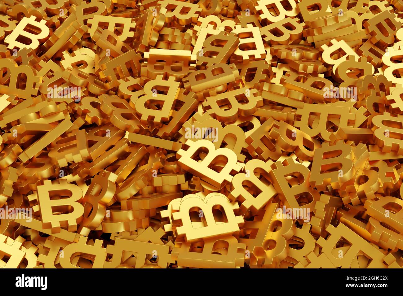 Golden bitcoin symbols background. 3d illustration Stock Photo - Alamy