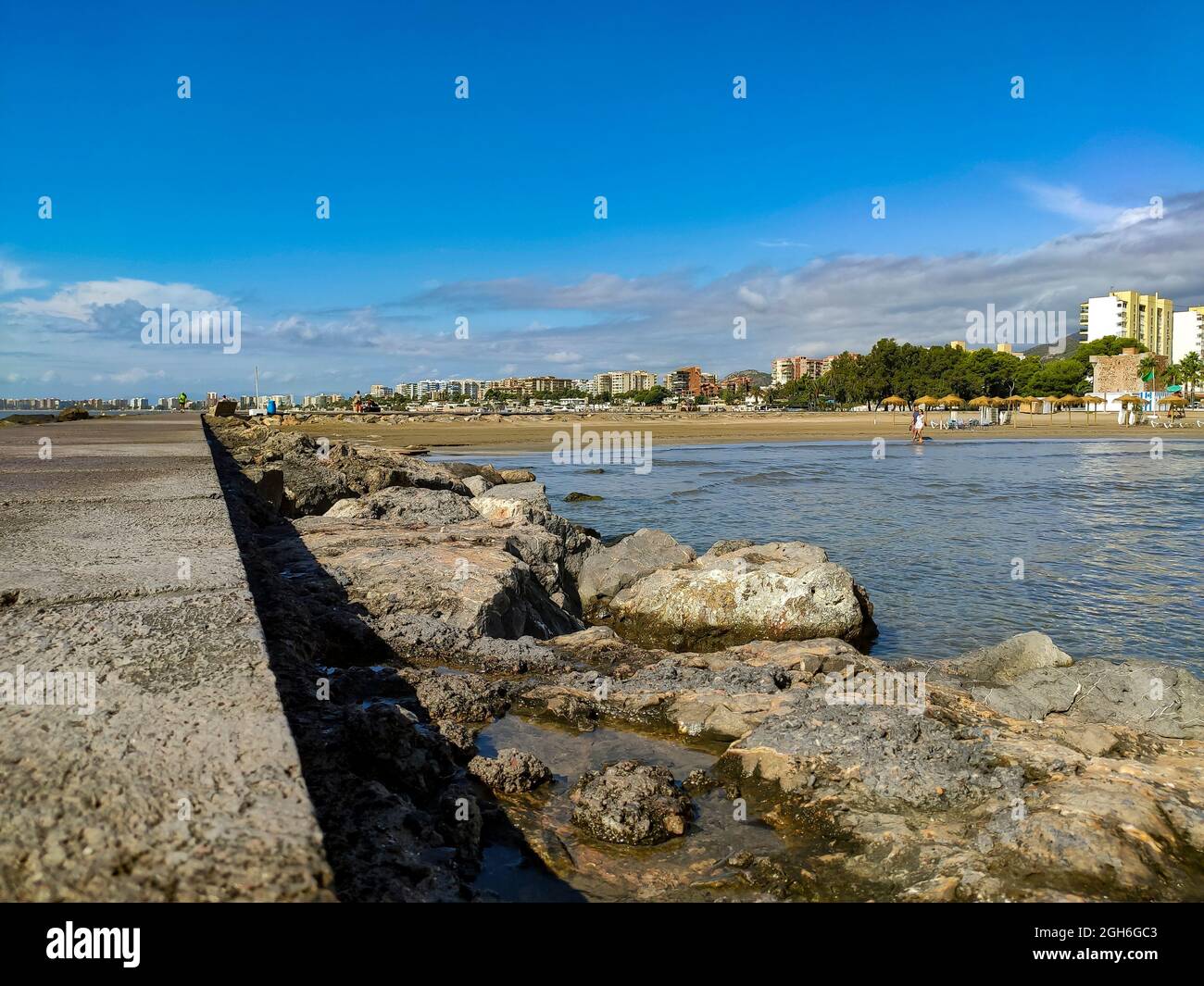 Benicasim in Castellon Benicassim beach with Mediterranean sea of spain ...