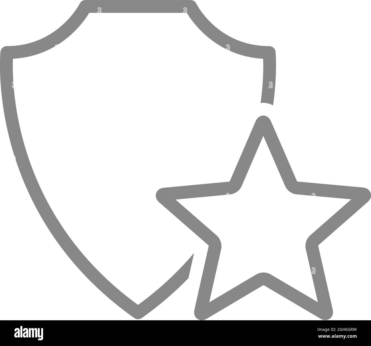 Protective Shield With Star Line Icon Security Sign Insurance Star 