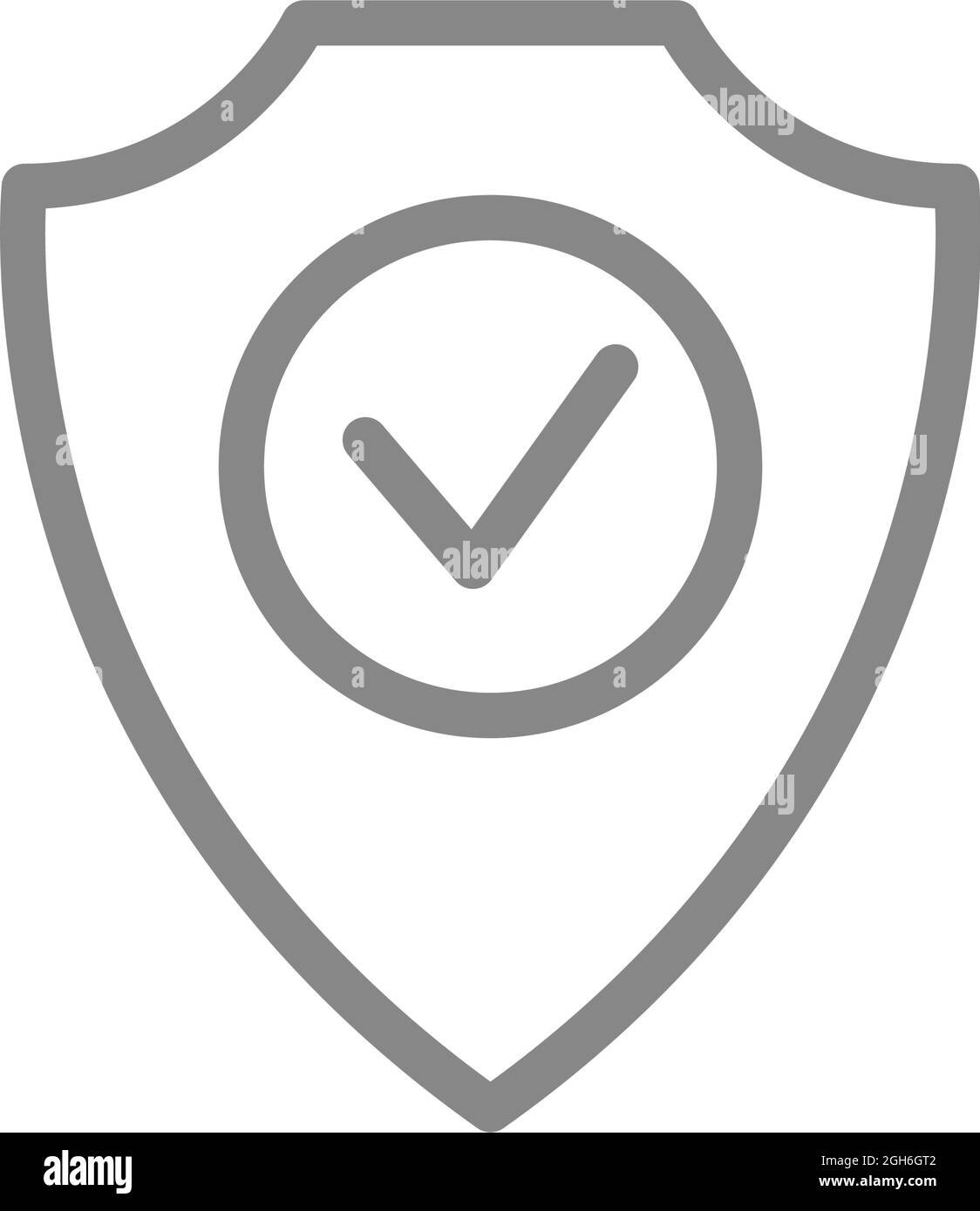 Protective shield with check mark line icon. Protection, satisfaction ...