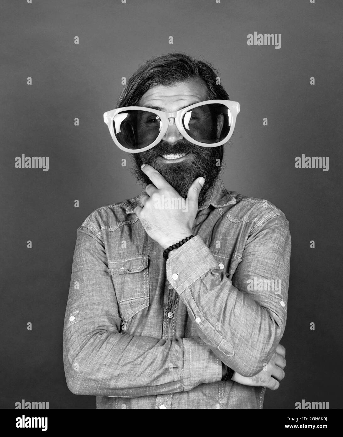 Funny Bearded Man Male Beauty And Fashion Brutal Caucasian Hipster In Party Glasses Human