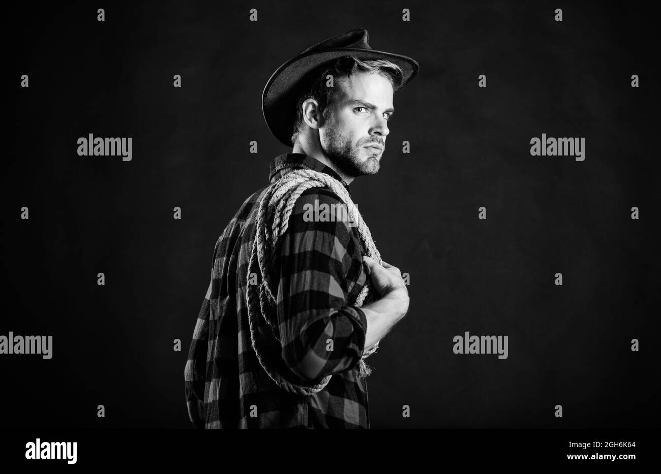 Texas ranch lassoing Black and White Stock Photos & Images - Alamy