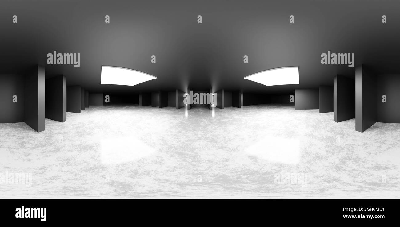 360 degree full panorama of industrial modern design studio hall 3d ...