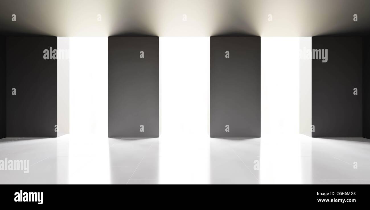 Empty abstract studio room with black columns background 3d render ...