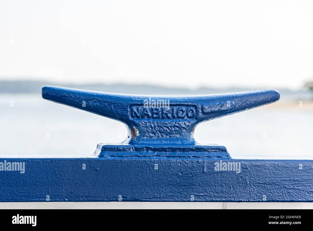Nabrico Cast steel kevel on a boat Stock Photo - Alamy