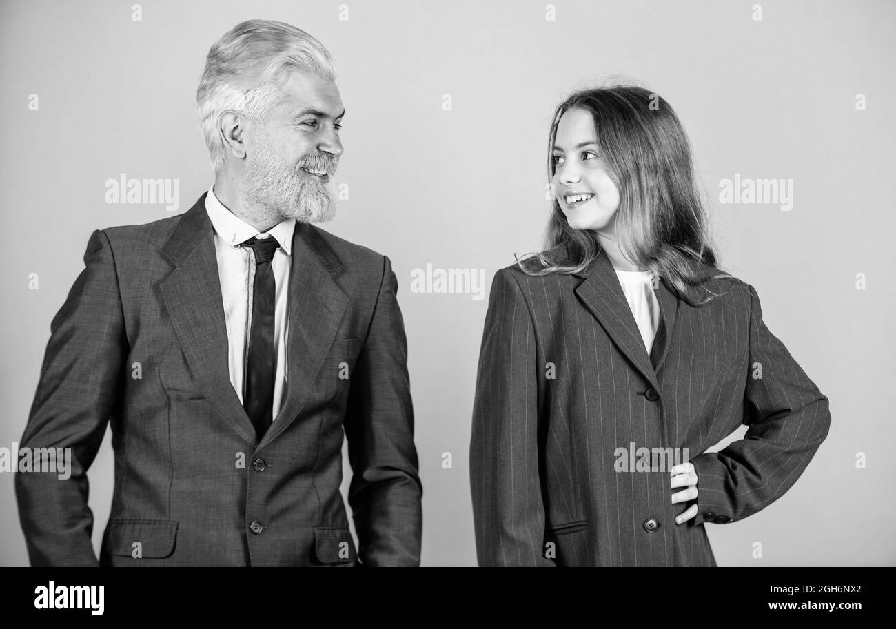 Man and little girl business founders. Co owner business company ...