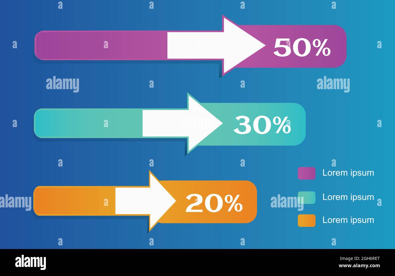 Horizontal Arrow Bar Chart Design, Horizontal Arrow Bar Three Level ...