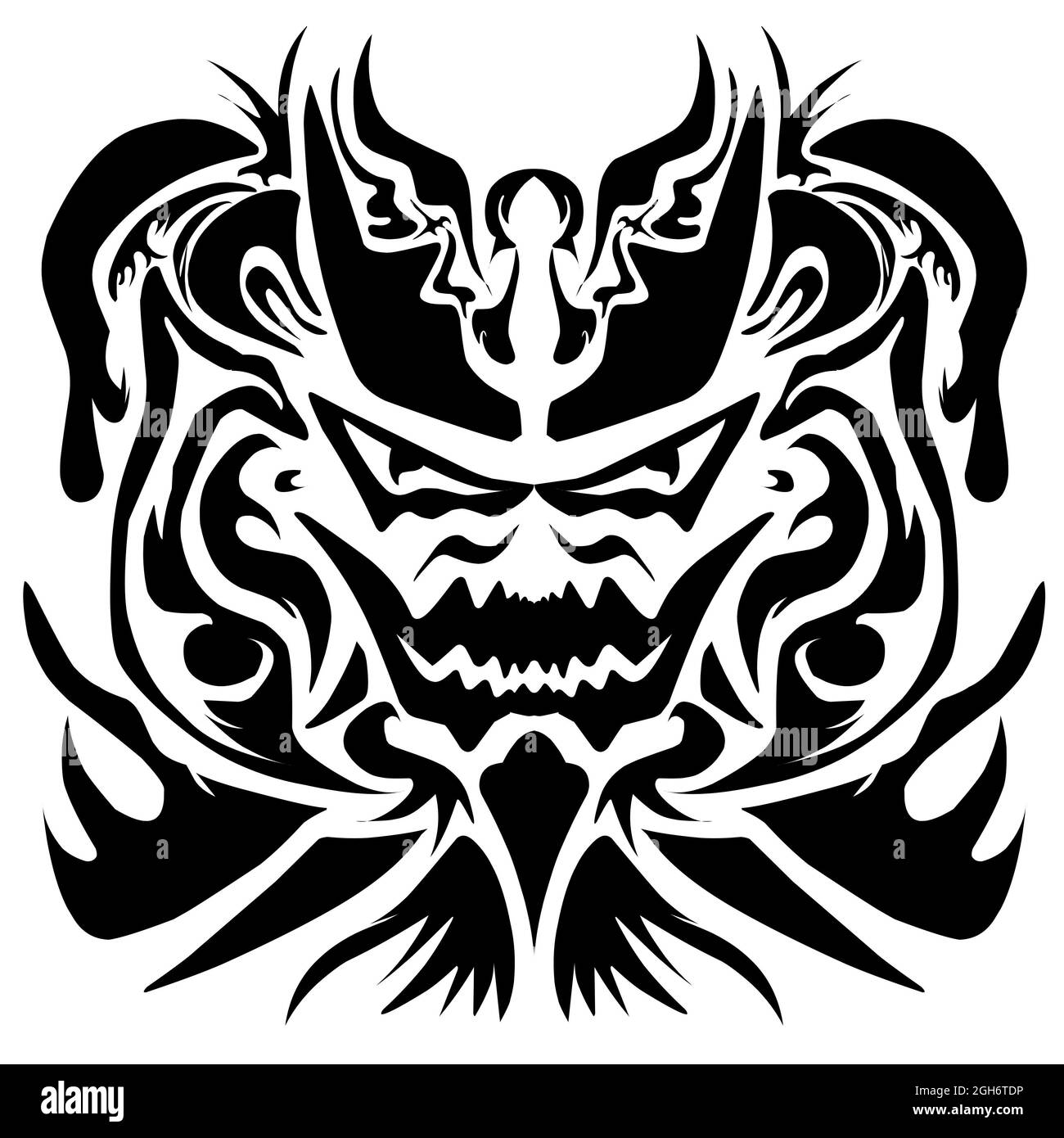 A black daemon-like creature ornament on a white background - perfect ...