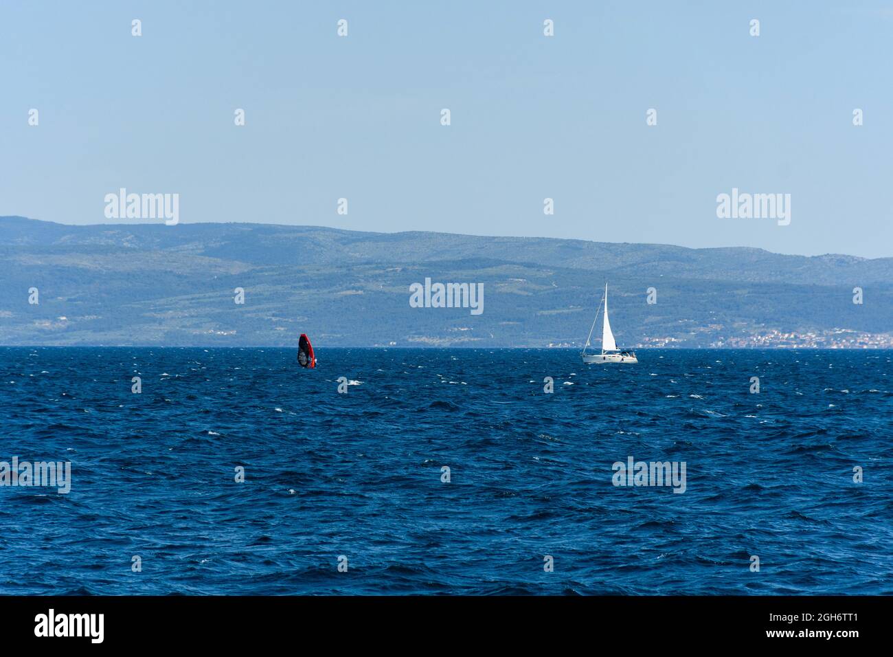 Beautiful view of fishing boats on a sea Stock Photo - Alamy