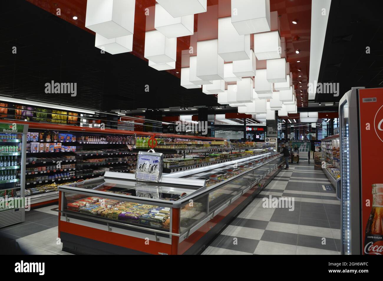 Sofia, Bulgaria - Aug 25 2021: At Fantastiko supermarket. Overview ...