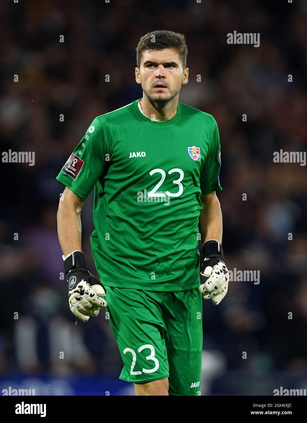 Moldova goalkeeper Cristian Avram during the 2022 FIFA World Cup ...