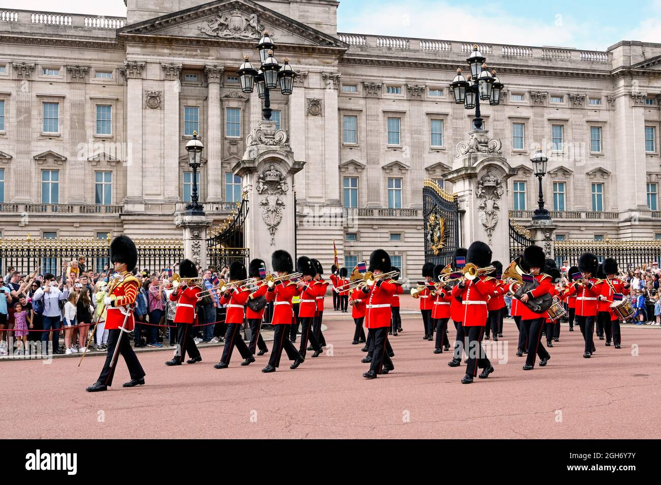London, England - August 2021: Regimental band of the Welsh Guards ...