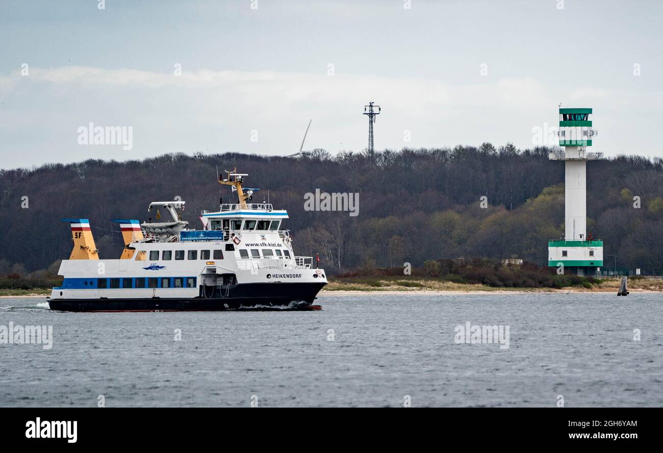 Kiel, Germany. 21st Apr, 2021. The ferry "Heikendorf" passes the ...