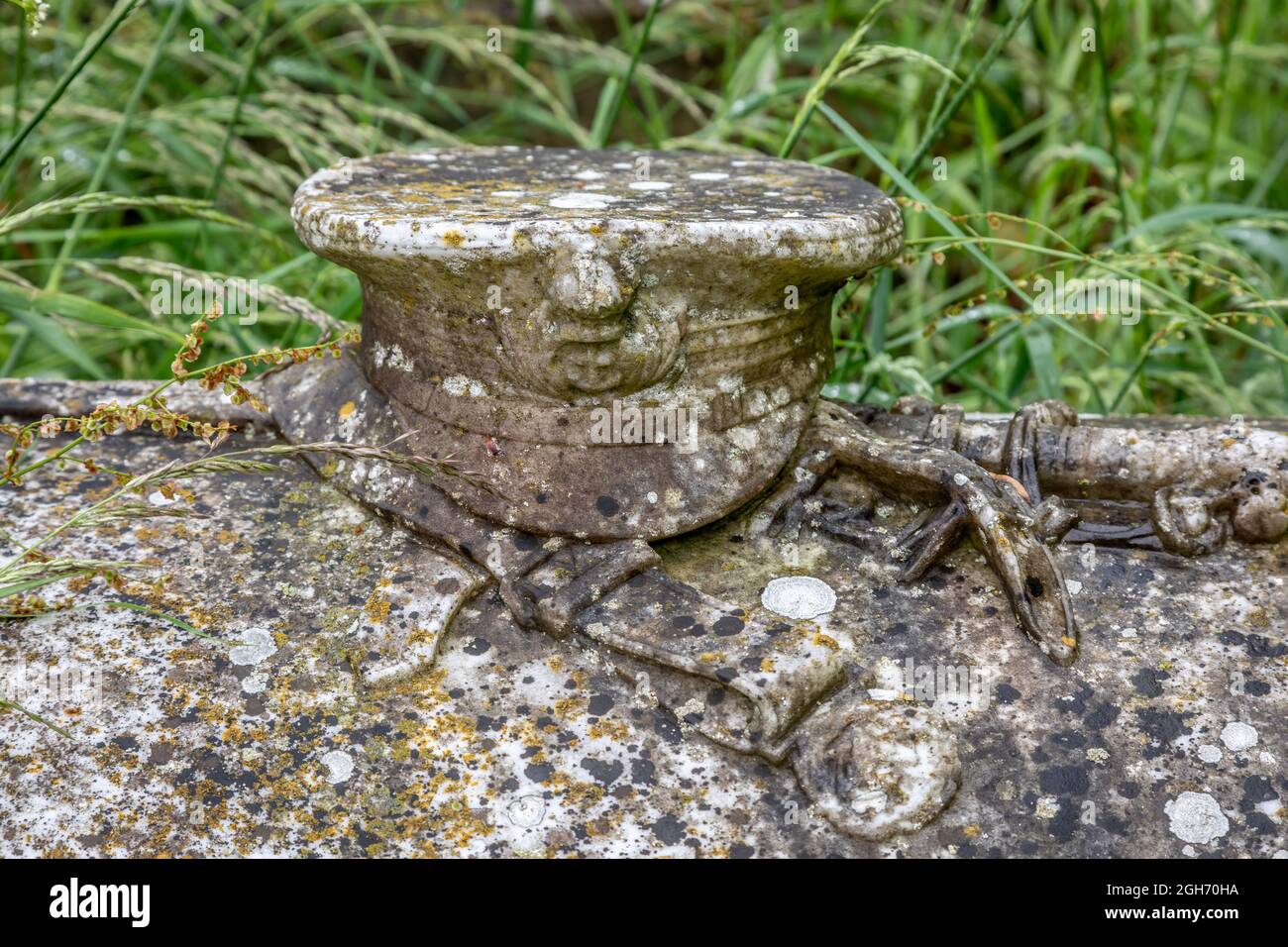 Stone Military Cap on the gravestone of Geoffrey Gore-Browne, St Mary ...