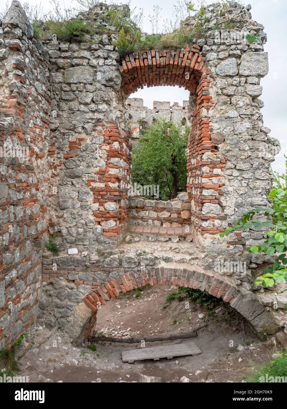 Interier of Ruin Devicky gothic castle on the hill above Dolni ...