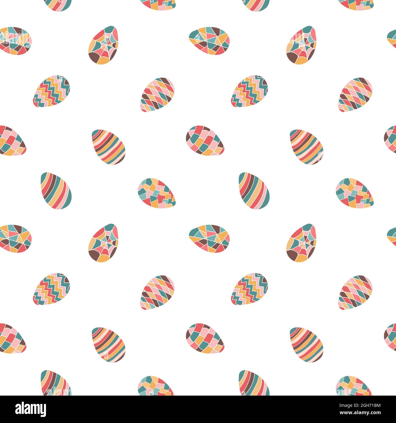 Seamless easter eggs pattern vector illustration. Isolated on white ...