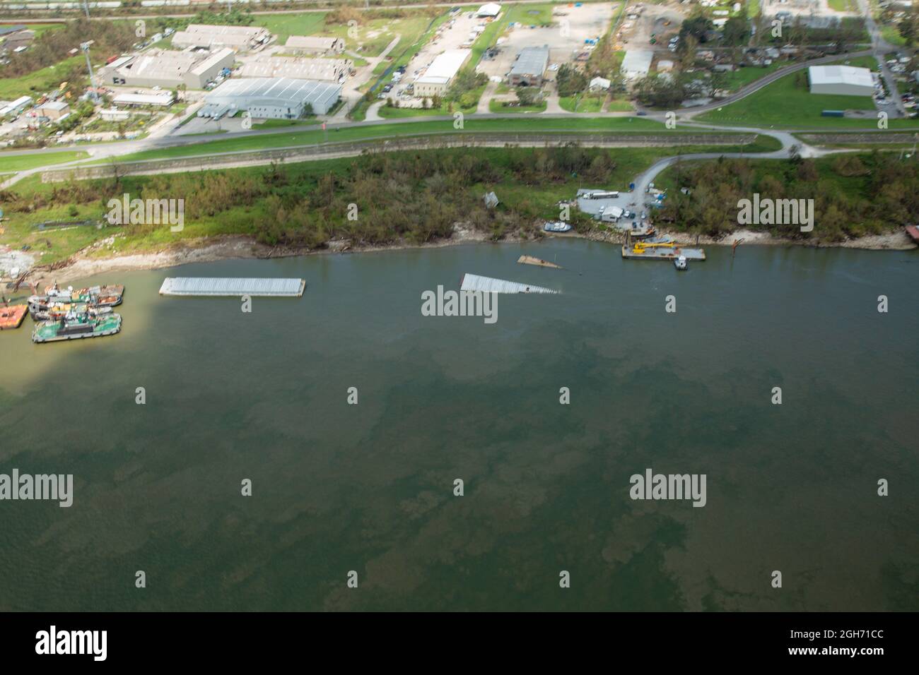 Aerial view of the aftermath caused by Category 4 Hurricane Ida along ...