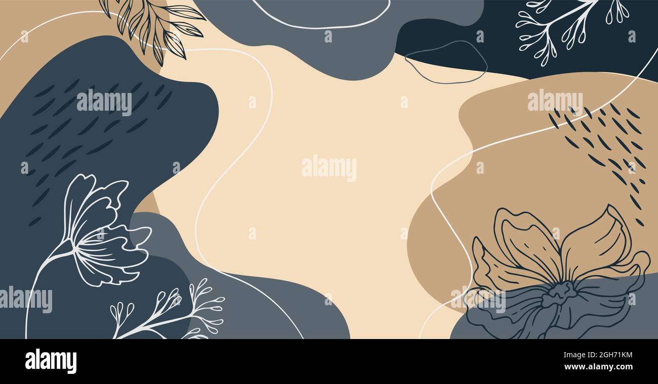 Abstract trendy rectangular background with floral and geometric ...