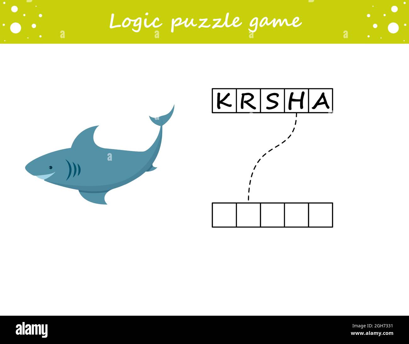 Logic puzzle game. Learning words shark in english. Find the hidden ...