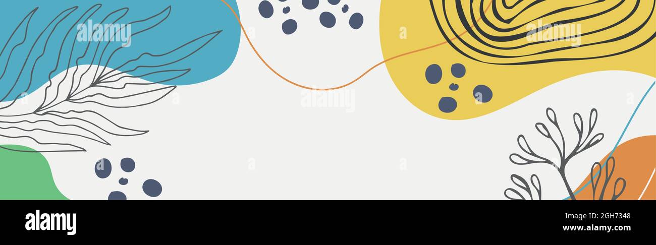 Abstract trendy panoramic background with floral and geometric elements ...