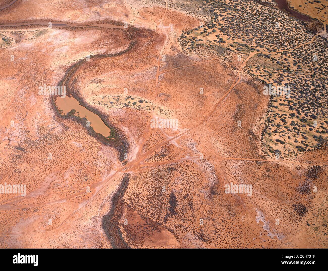 Aerial view of desert country north of Carnarvon Western Australia ...