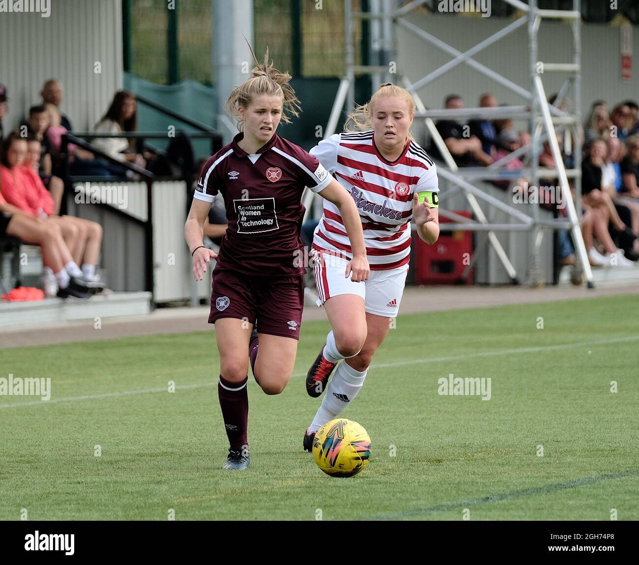 Edinburgh, UK. 05th Sep, 2021. Monica Forsyth (Hearts, #7) and Megan ...