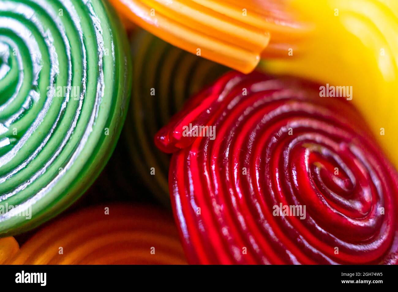 A closeup shot of spiral jelly candies Stock Photo - Alamy