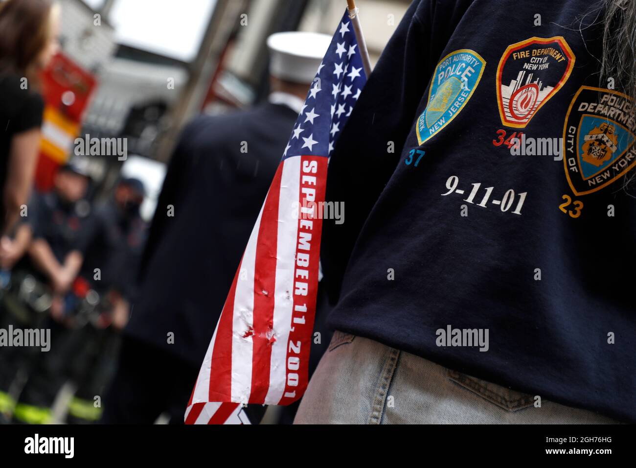 New York, United States. 05th Sep, 2021. A marcher seen wearing a ...