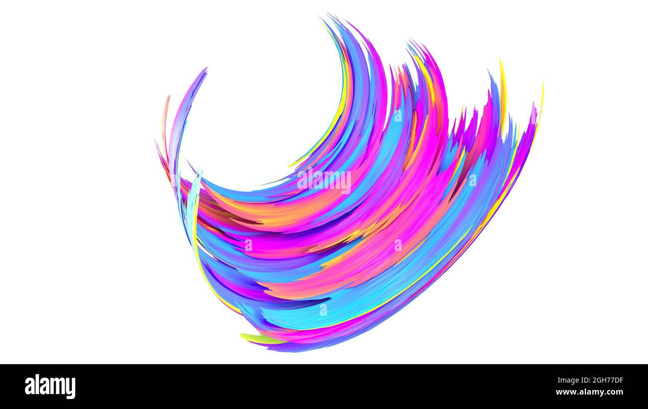 Multicolored abstract twisted brush stroke. Bright curl, artistic ...