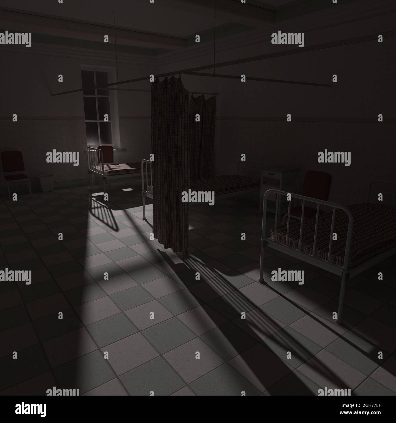 3d-illustration of an empty and scary hospital room Stock Photo - Alamy