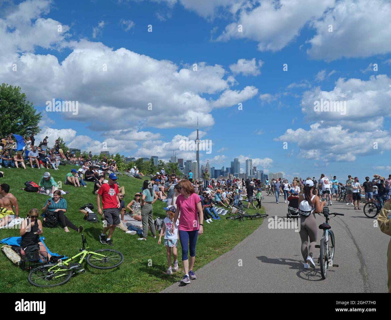 Toronto, Canada - September 5, 2021: An enthusiastic crowd gathers in a ...