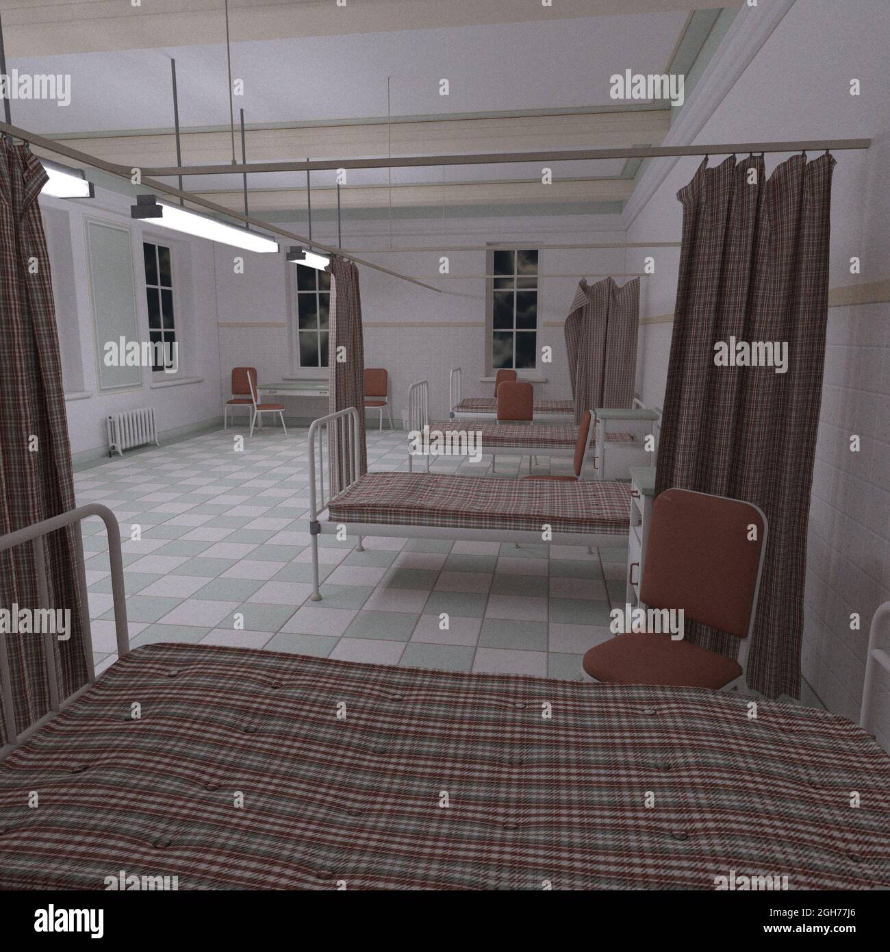 3d-illustration of an empty and scary hospital room Stock Photo - Alamy